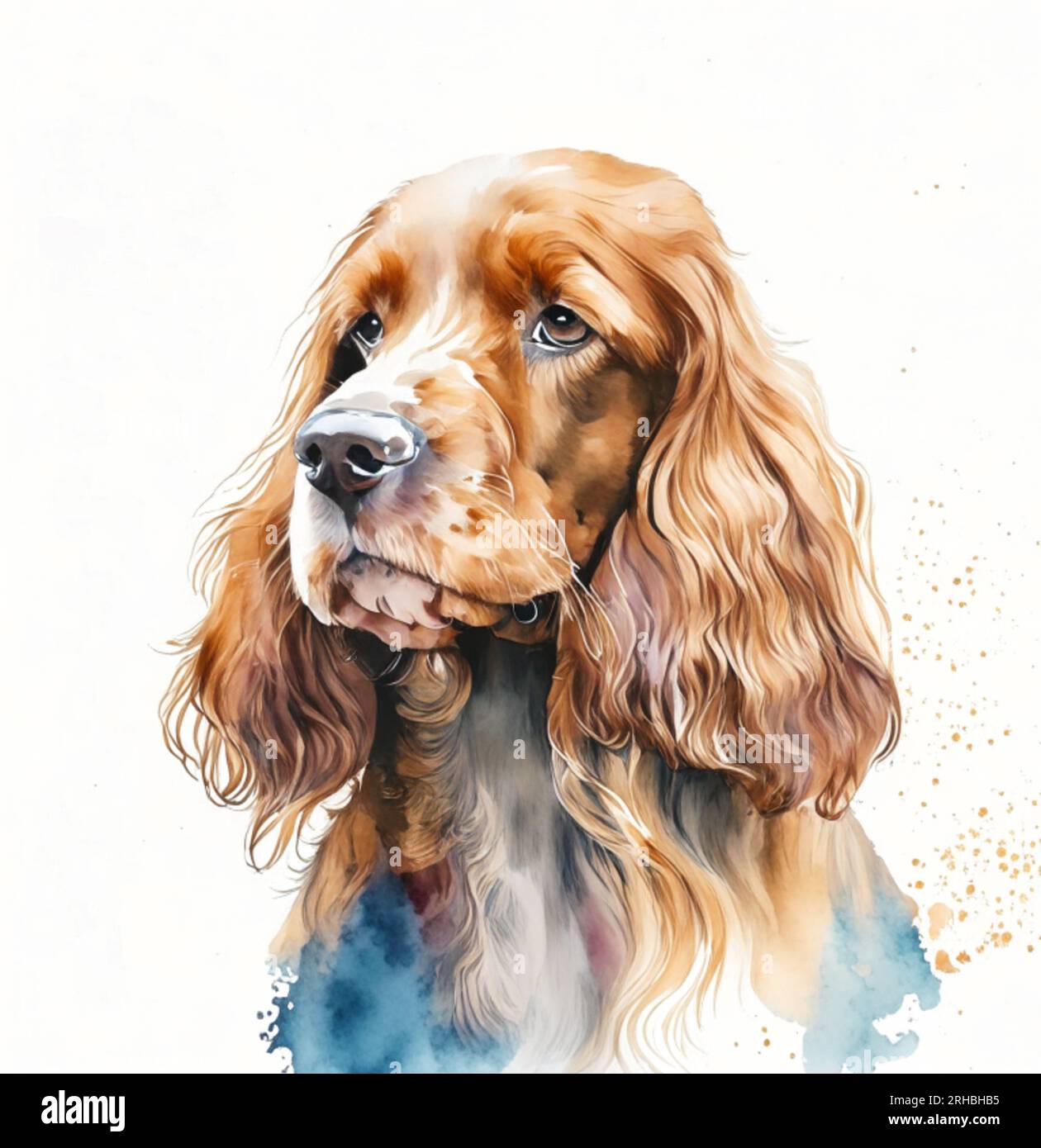 Watercolor illustration of adult English Cocker Stock Photo - Alamy