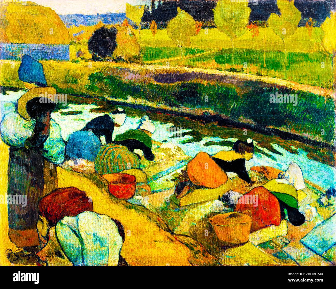 Paul Gauguin's Washerwomen famous painting. Original from Wikimedia ...