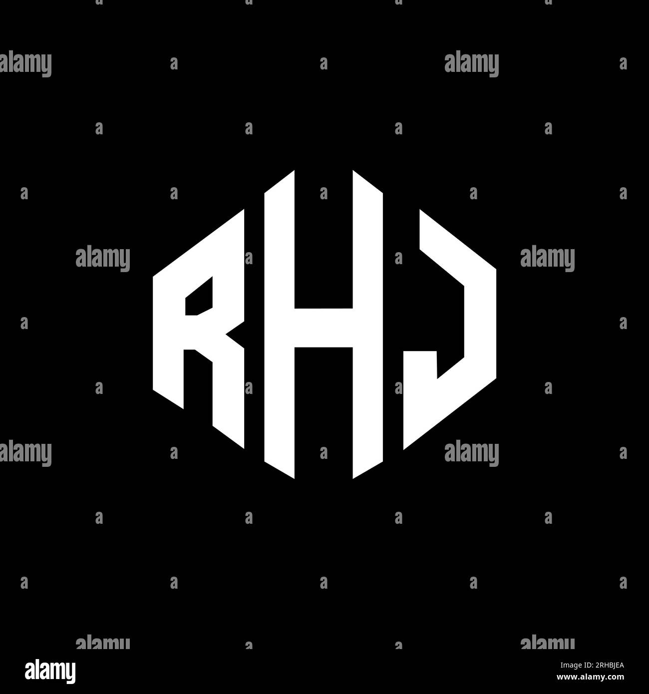 RHJ letter logo design with polygon shape. RHJ polygon and cube shape ...