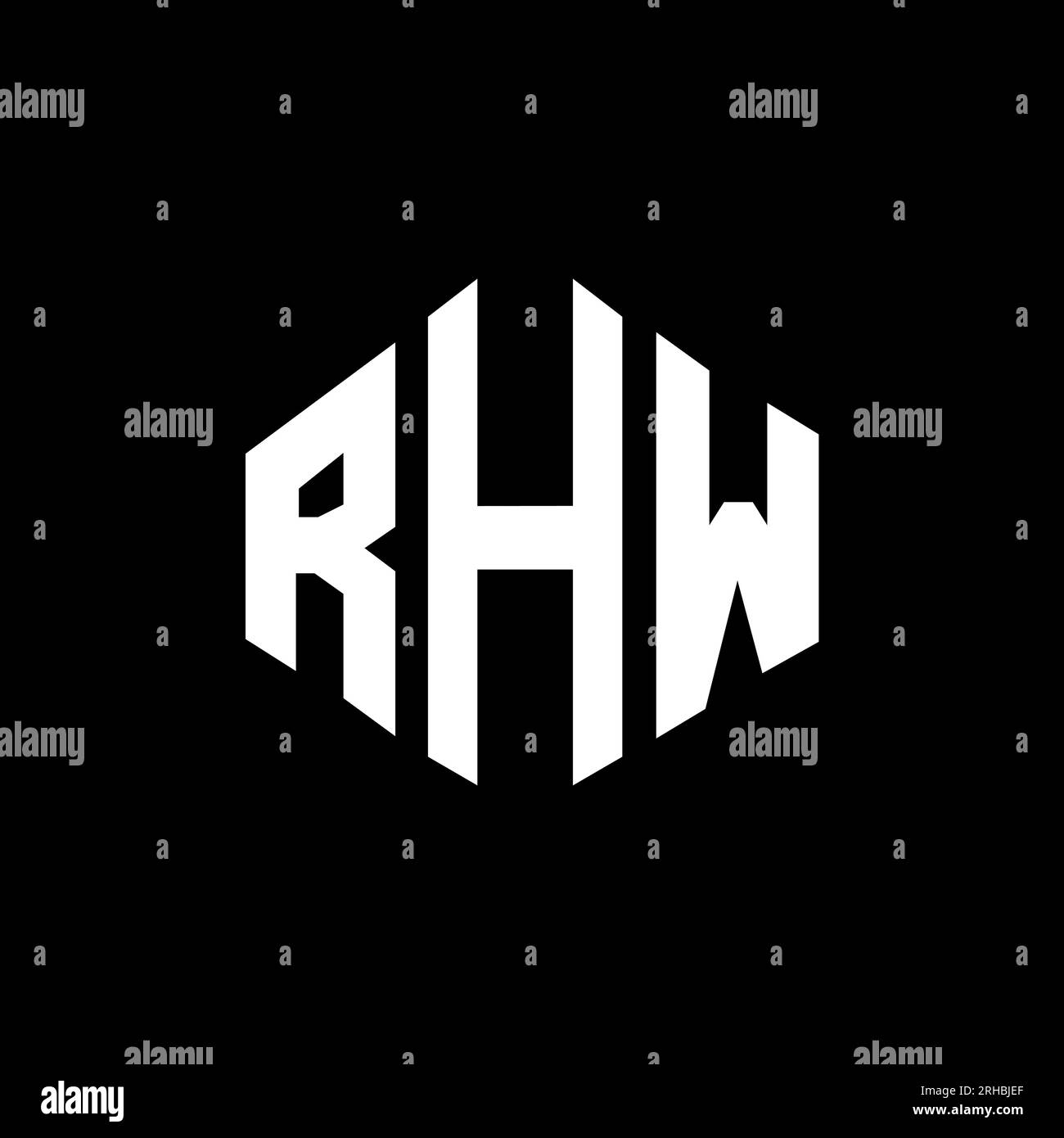 RHW letter logo design with polygon shape. RHW polygon and cube shape ...