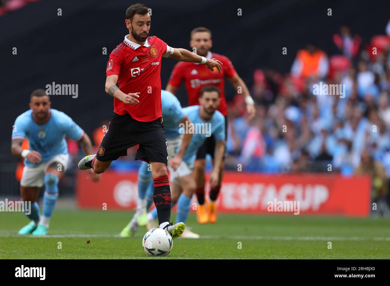 Bruno Fernandes of Manchester United takes a penalty kick - Manchester ...