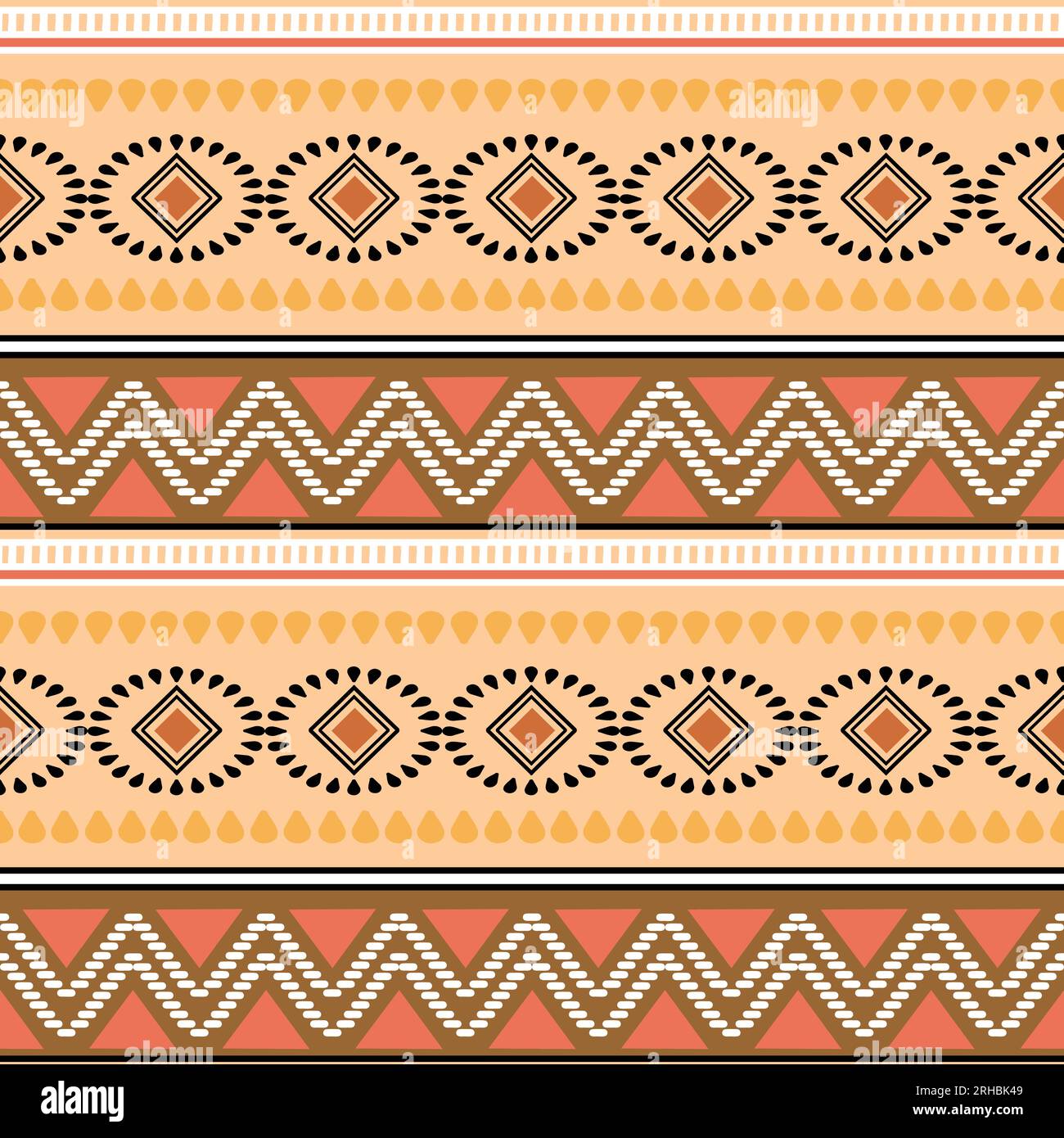 Ethnic seamless pattern vector illustration. Stripes hand drawn batik ...