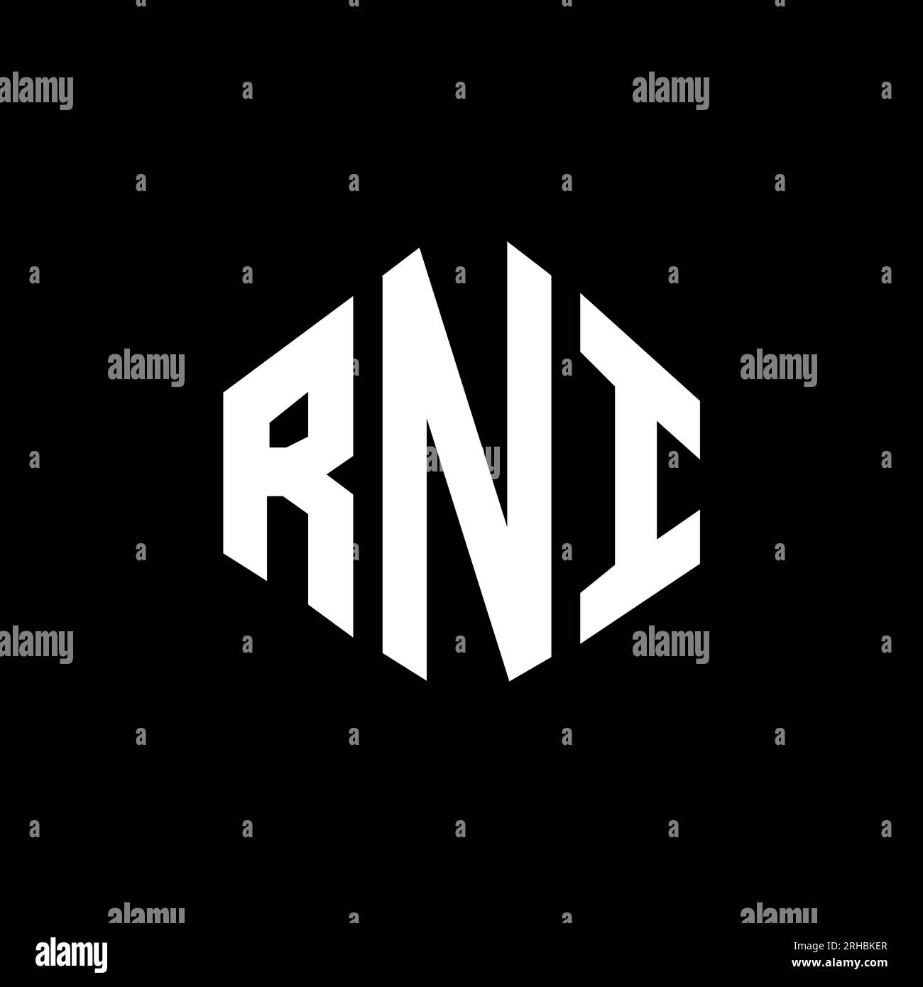 RNI letter logo design with polygon shape. RNI polygon and cube shape ...