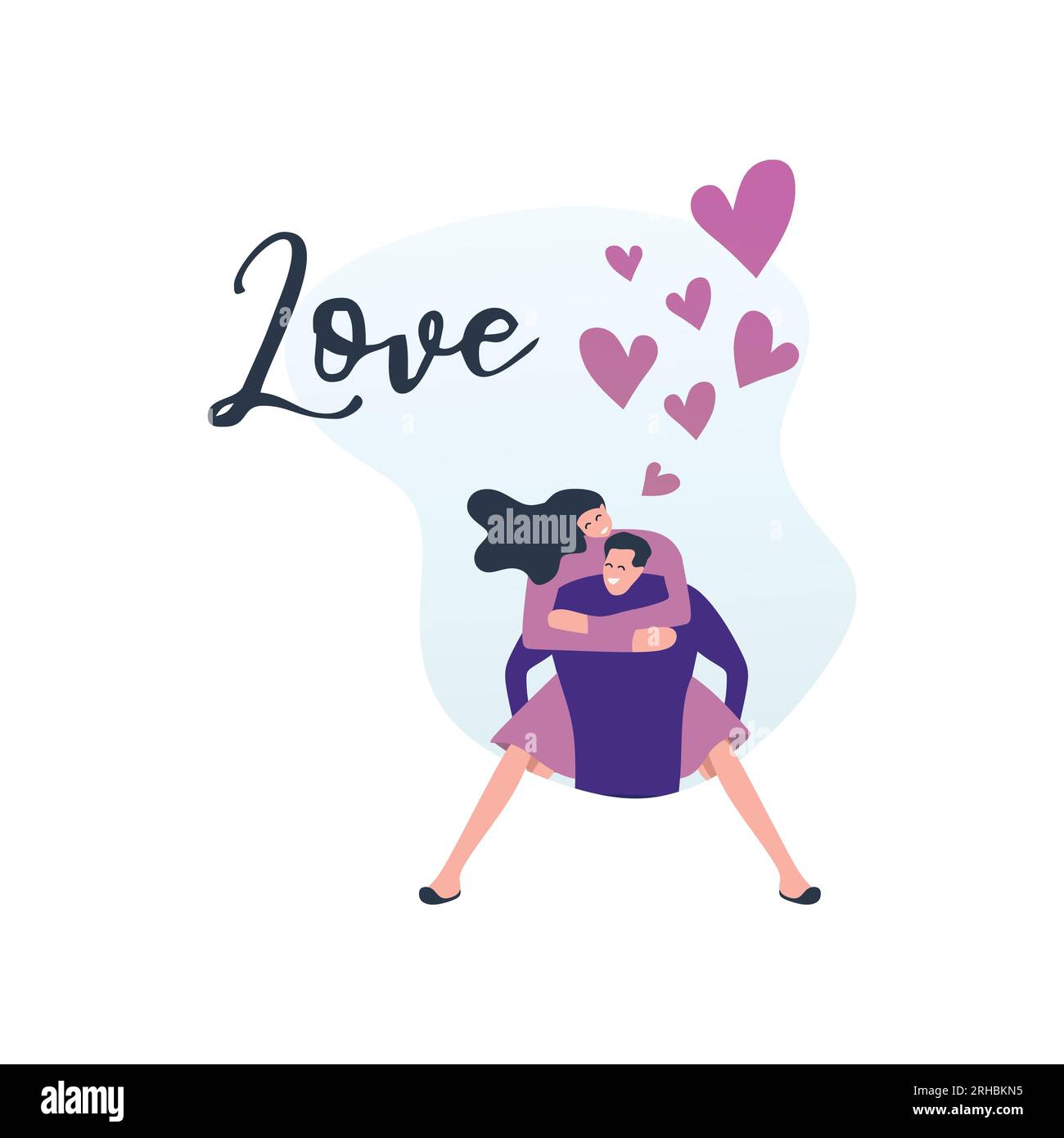 Love banner with romantic couple character vector illustration modern ...