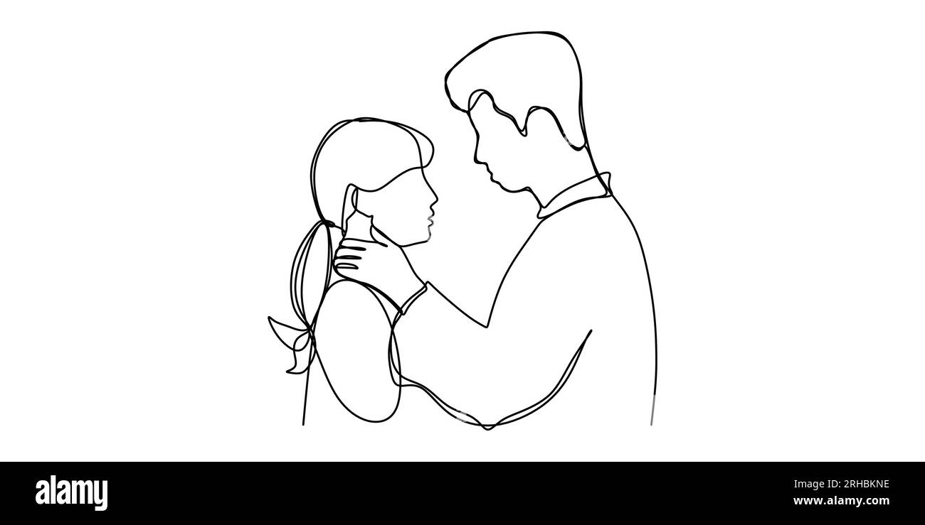 Romantic couple one line continuous art drawing vector illustration Stock Vector Image & Art - Alamy