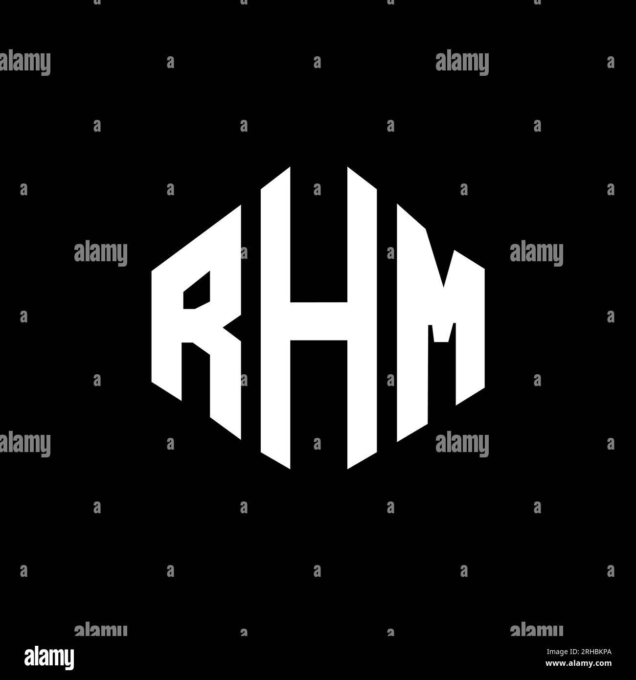 RHM letter logo design with polygon shape. RHM polygon and cube shape ...