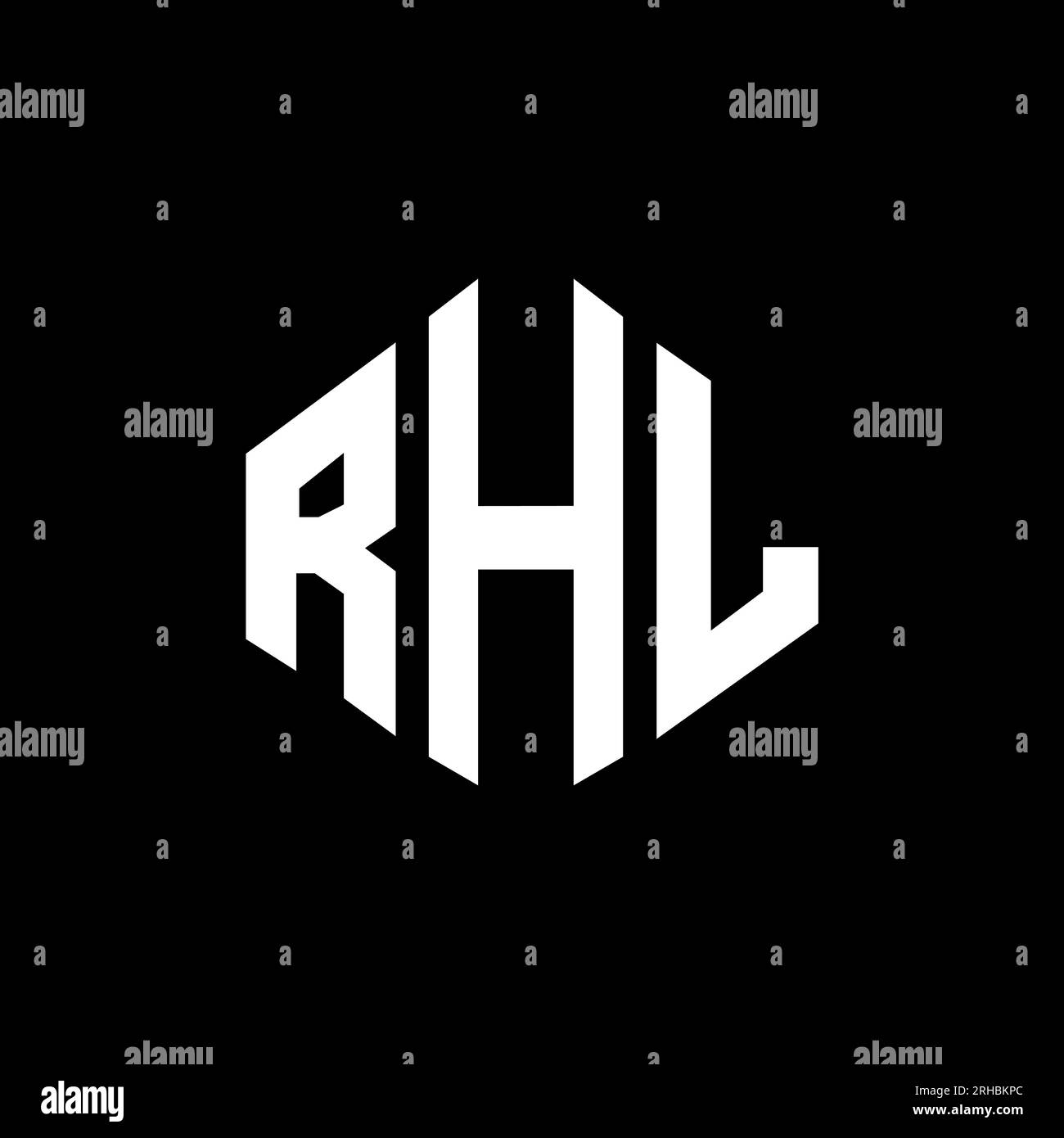 RHL letter logo design with polygon shape. RHL polygon and cube shape ...