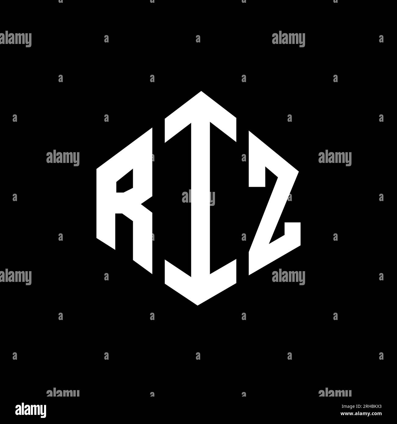 RIZ letter logo design with polygon shape. RIZ polygon and cube shape ...