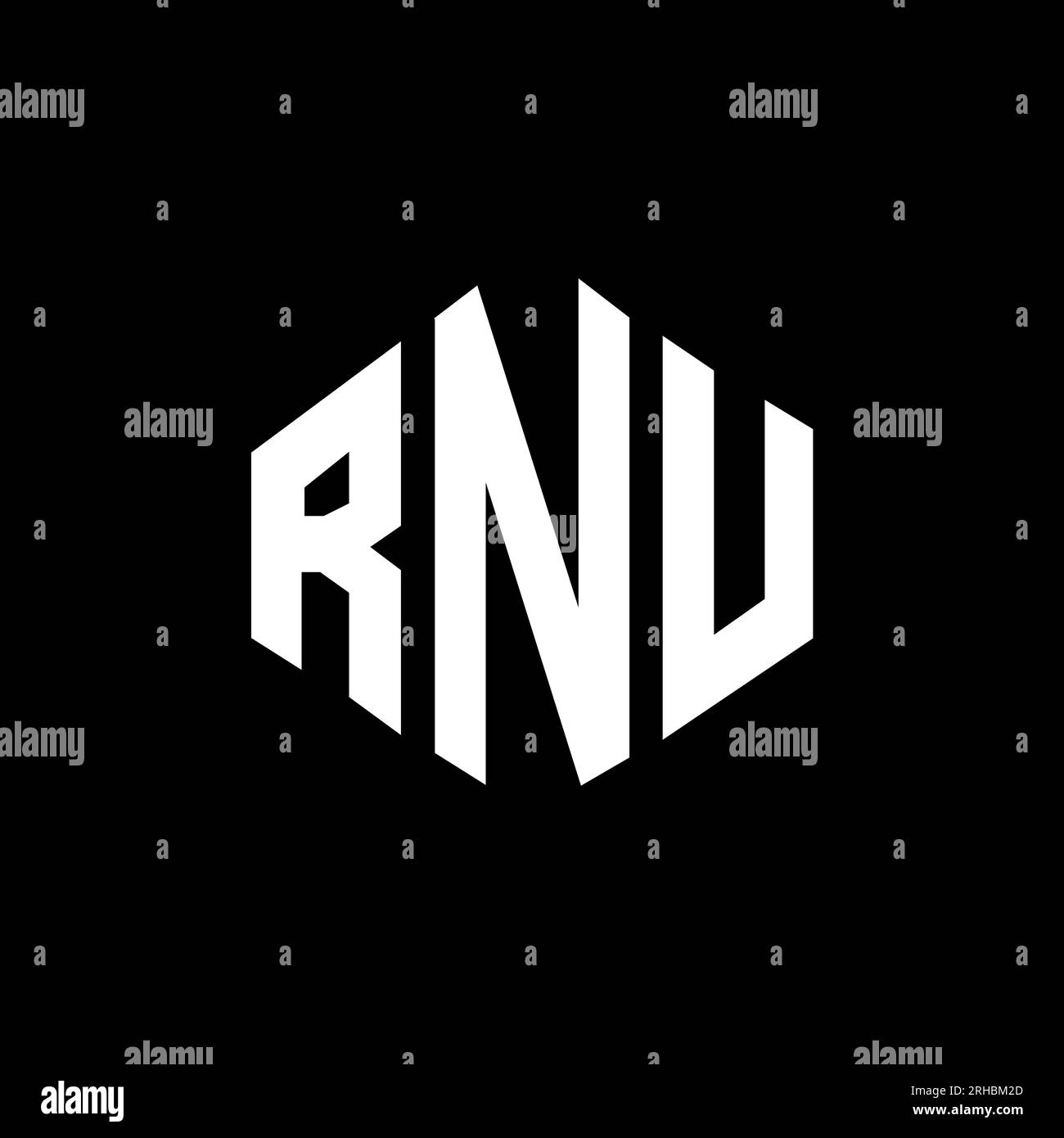 RNU letter logo design with polygon shape. RNU polygon and cube shape ...
