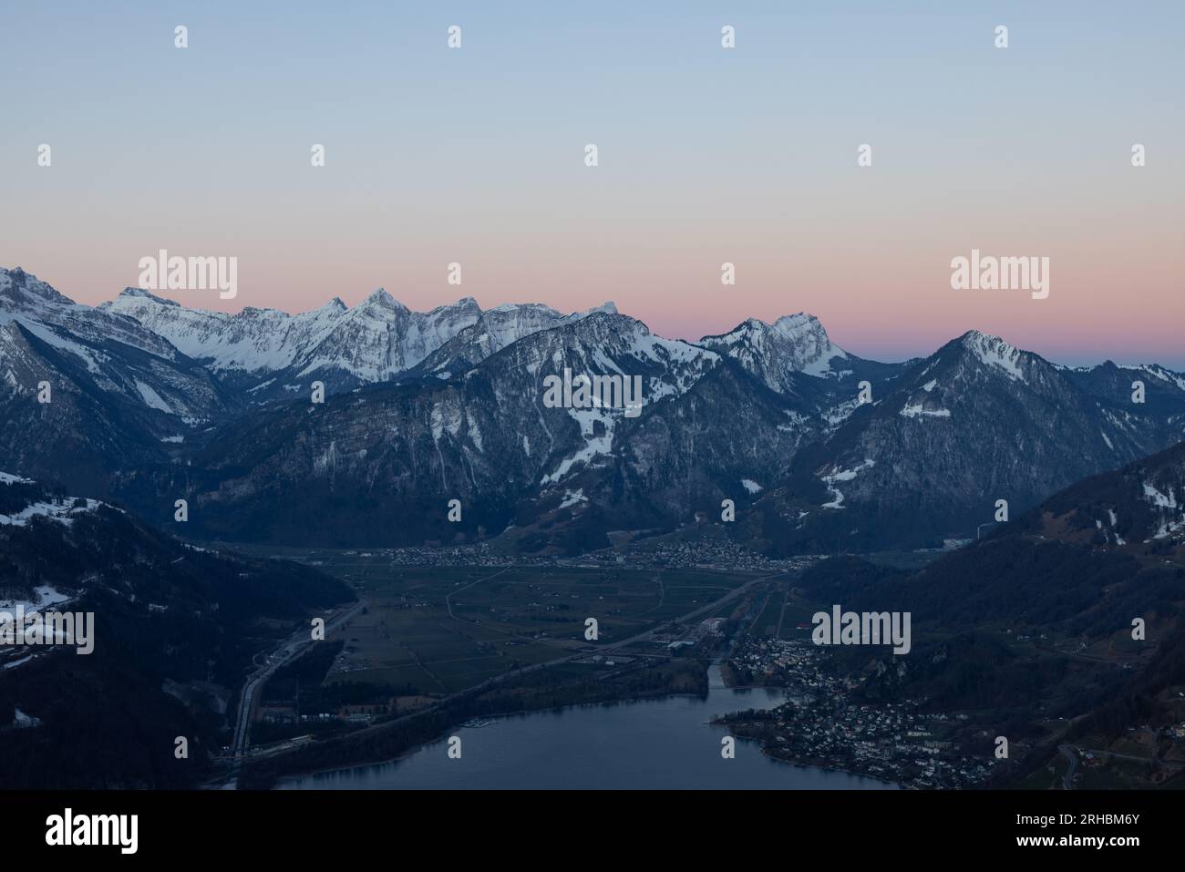 A mountain in the Swiss Alps beautifully set in scene by the morning ...