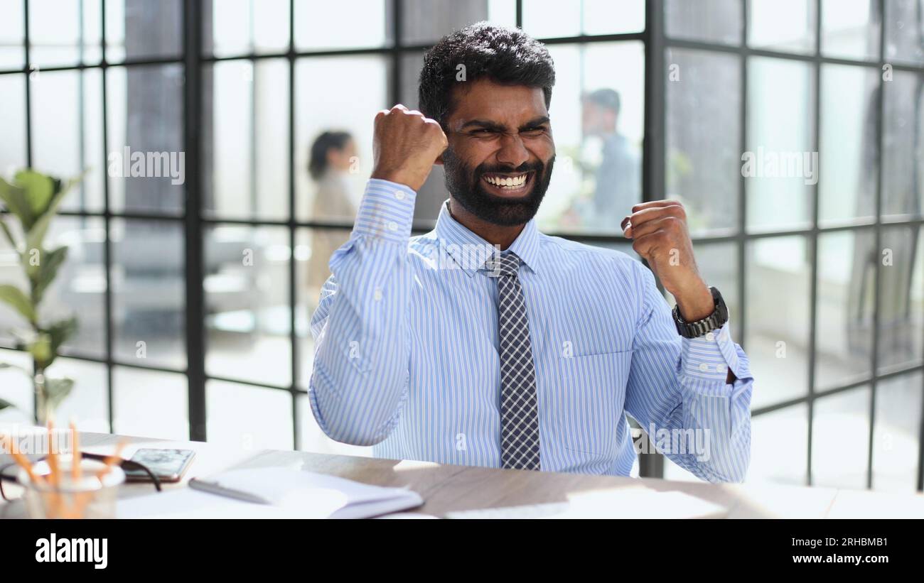 Businessman celebrating achievement man receive hi-res stock ...