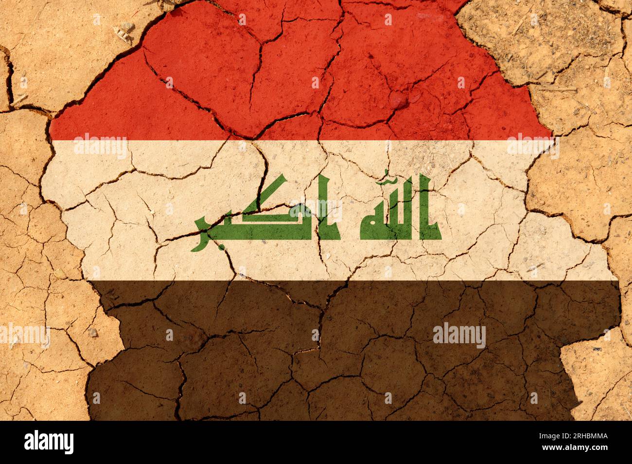 Ecological concept. Drought. On dry, cracked ground is an image of the ...