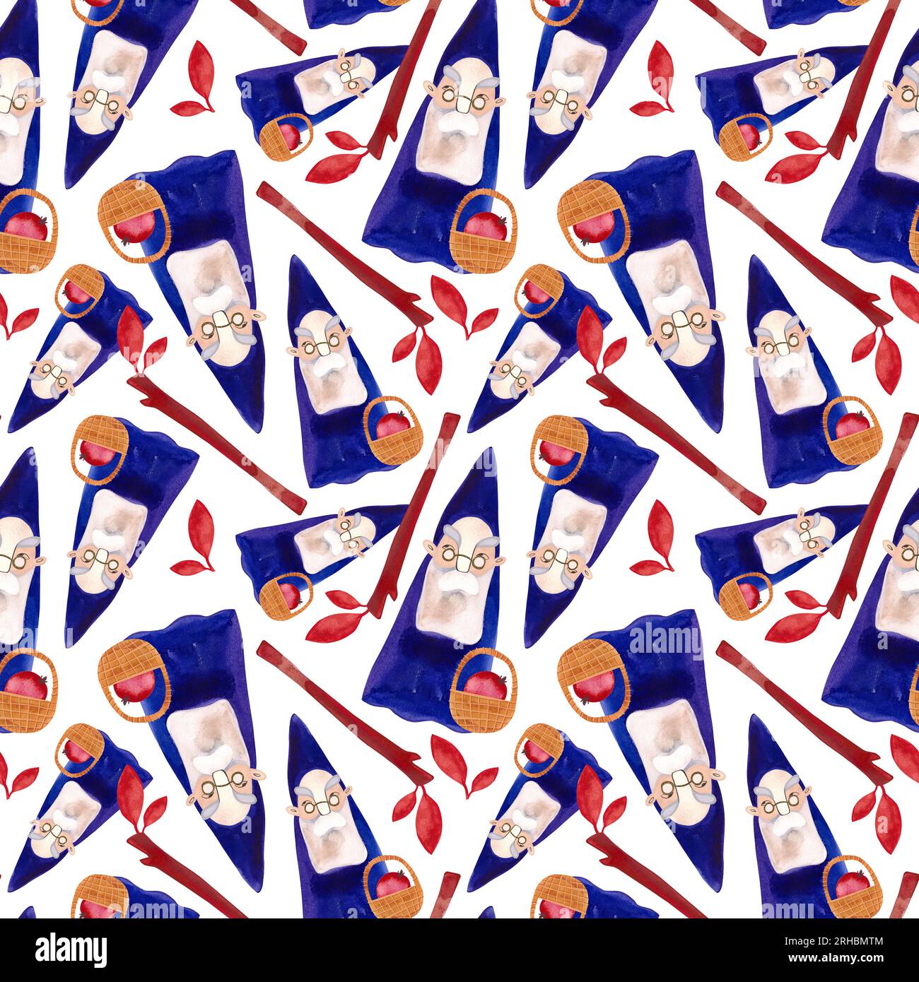 Watercolor seamless patern with autumn gnomes . Seasonal wrapping paper ...