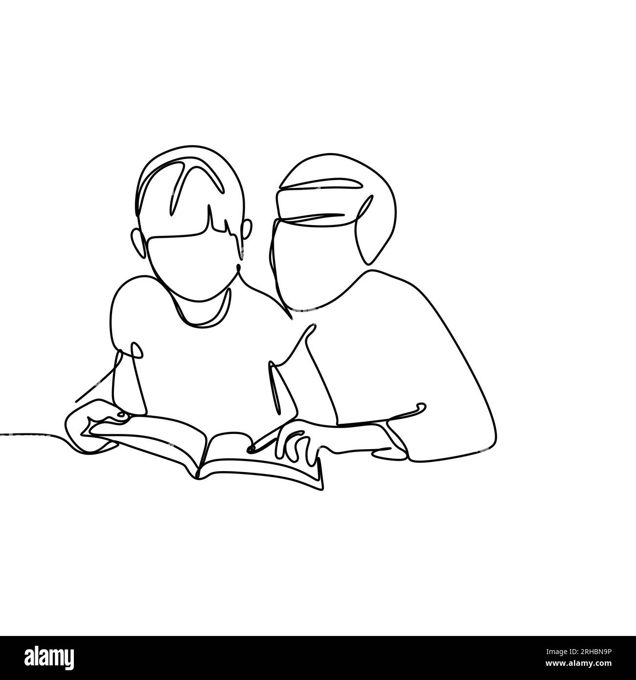 Continuous one line drawing reading a book Stock Vector Image & Art - Alamy