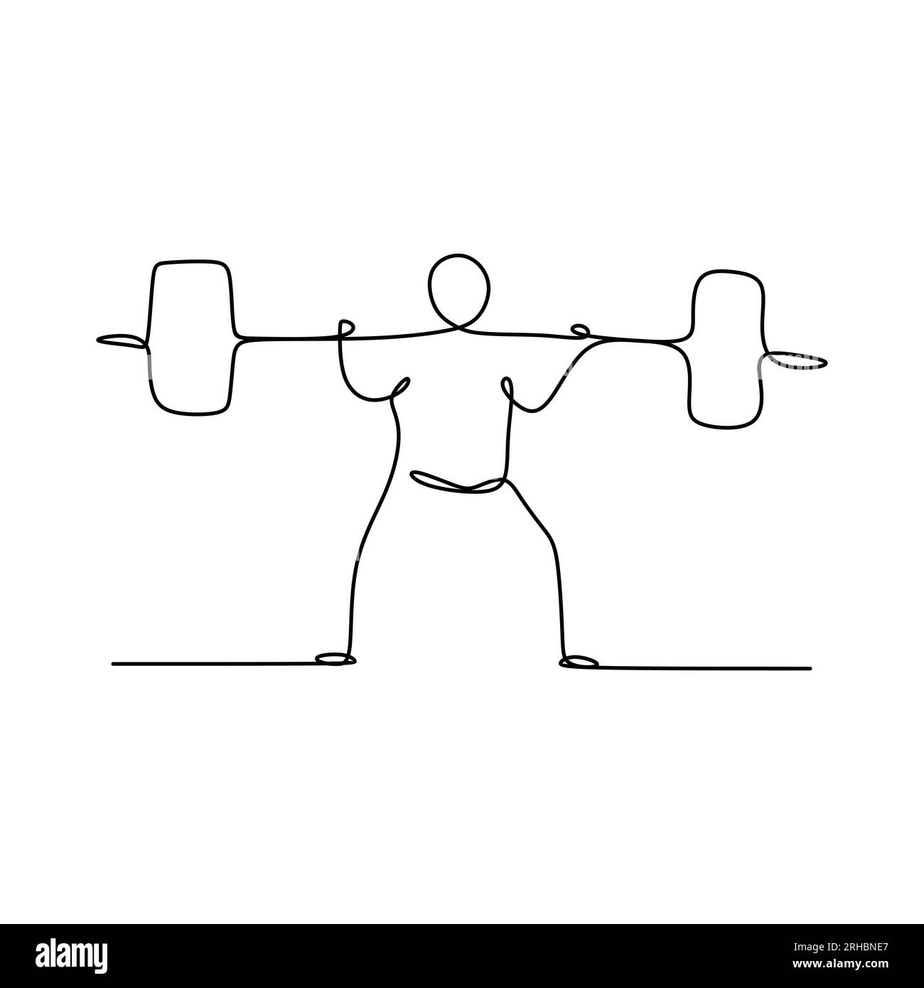 drawing a continuous line of weightlifting position Stock Vector Image ...