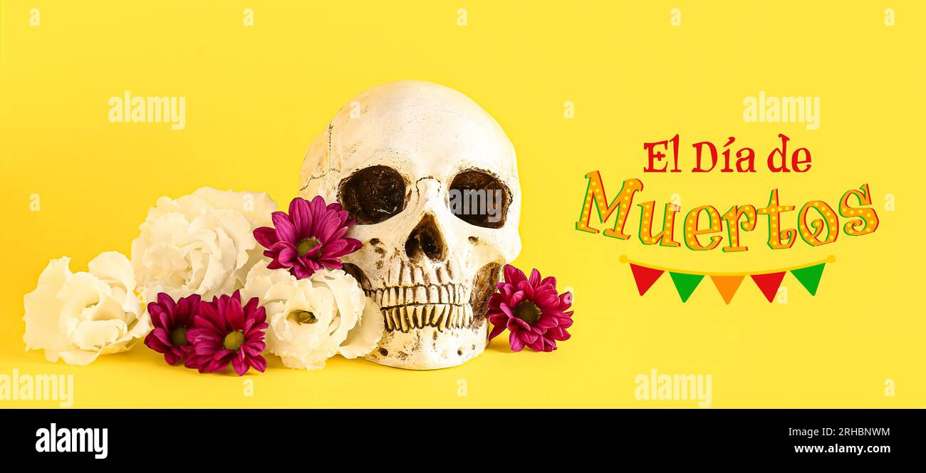 Banner for Mexico's Day of the Dead (El Dia de Muertos) with human ...