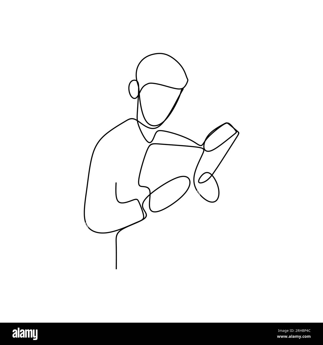 continuous line drawing of someone reading a book Stock Vector Image ...