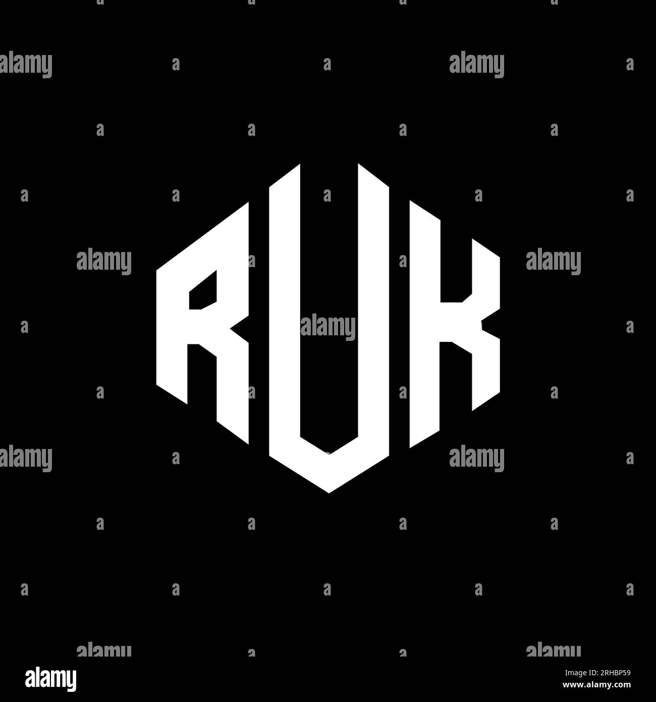 RUK letter logo design with polygon shape. RUK polygon and cube shape ...