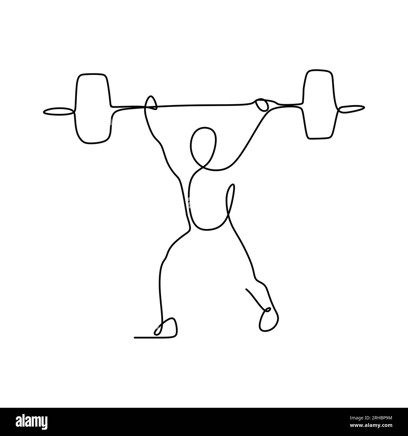 drawing a continuous line of weightlifting position Stock Vector Image ...