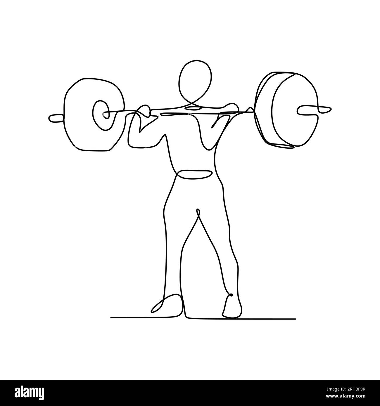 Drawing continuous line weightlifting Cut Out Stock Images & Pictures ...