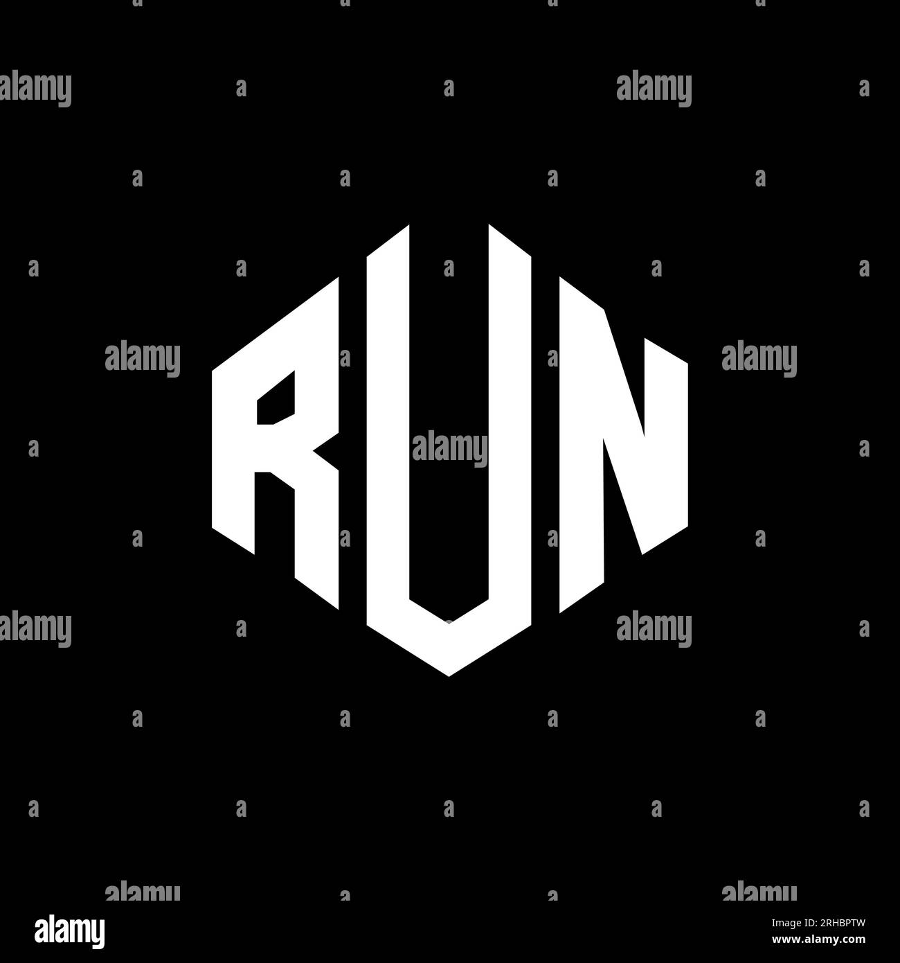 RUN letter logo design with polygon shape. RUN polygon and cube shape ...