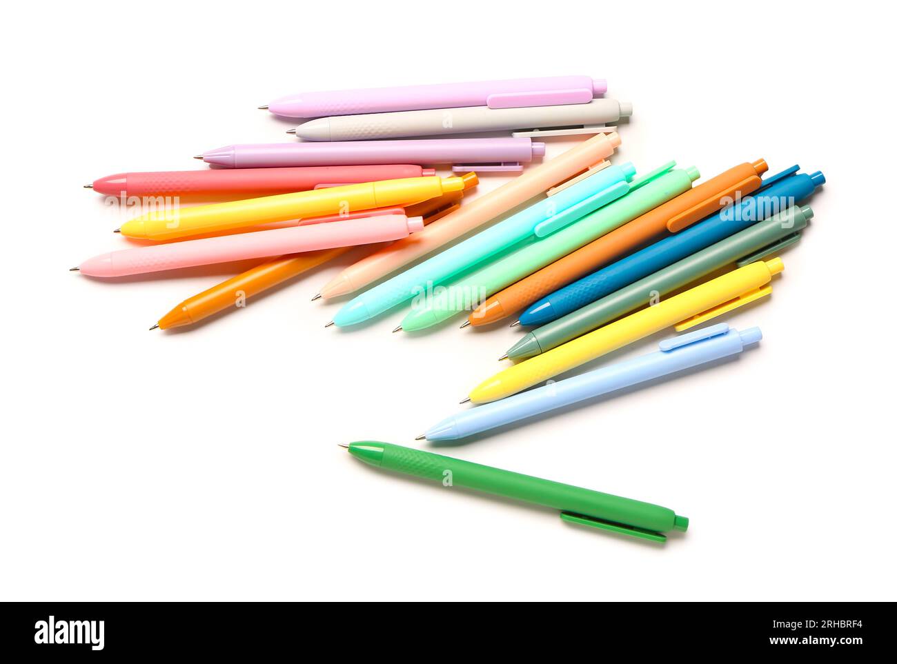 Colorful pens on white background Stock Photo - Alamy