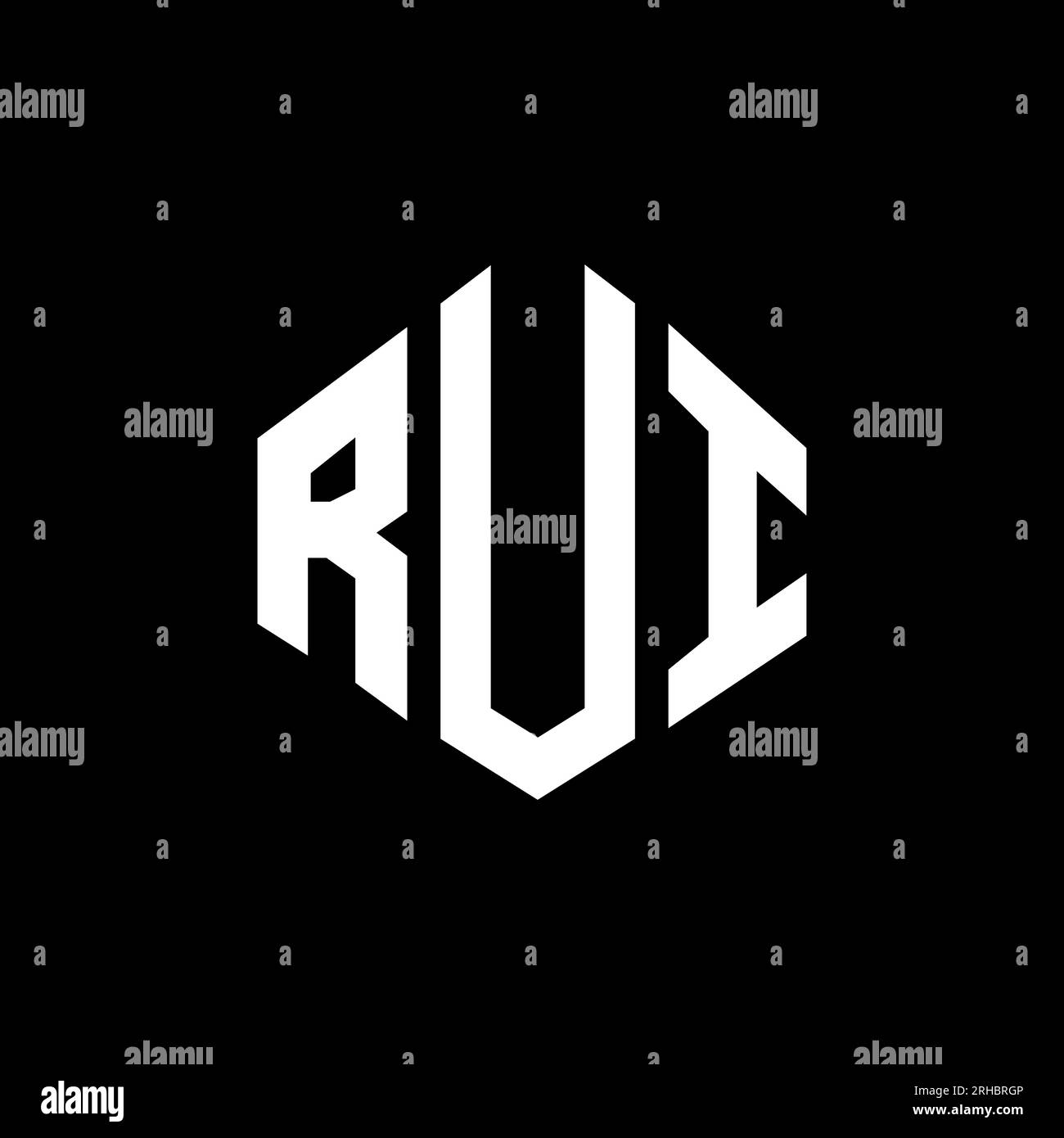 RUI letter logo design with polygon shape. RUI polygon and cube shape logo design. RUI hexagon ...