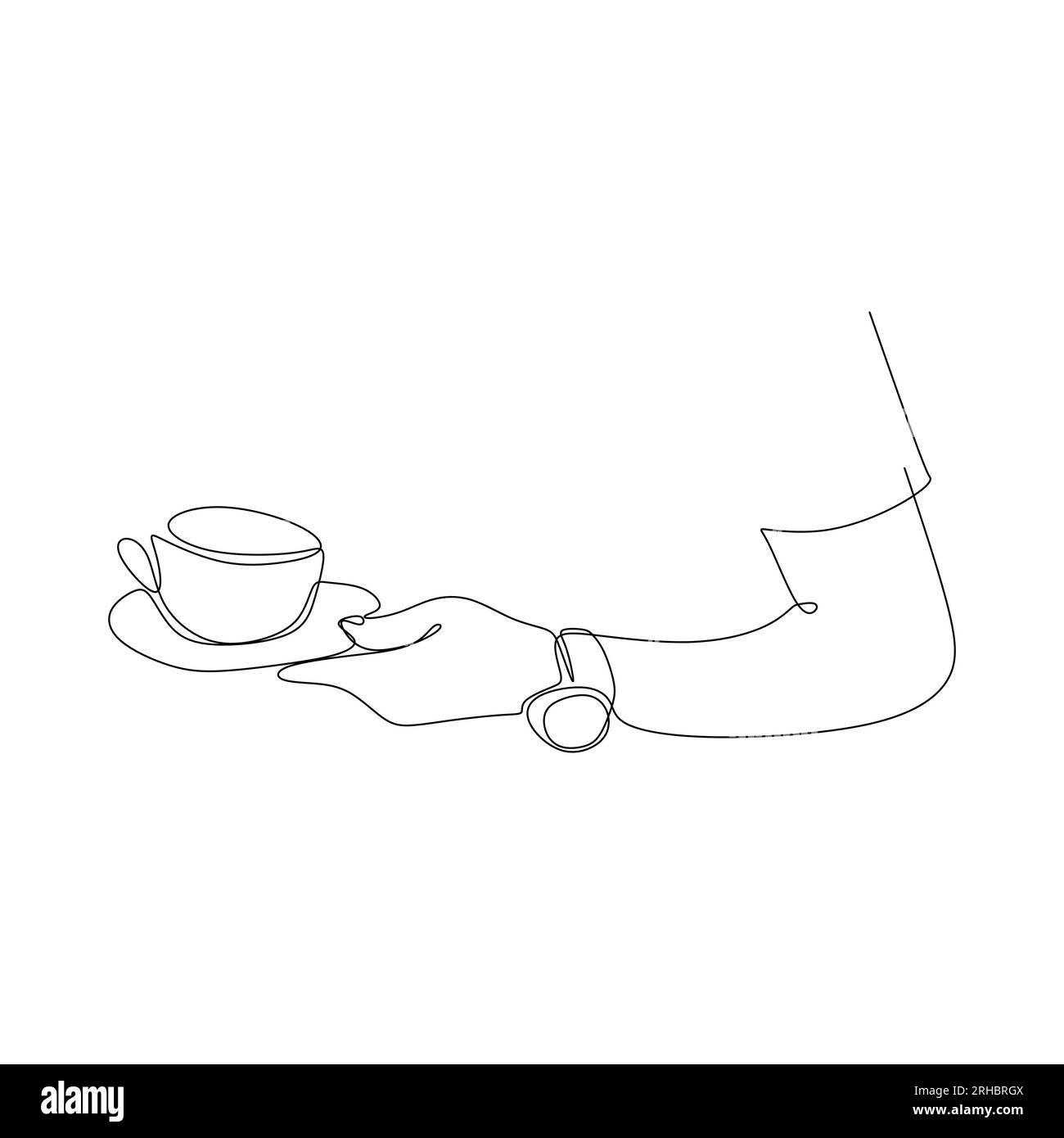 Continuous line drawing of the hand holding a cup of coffee Stock ...
