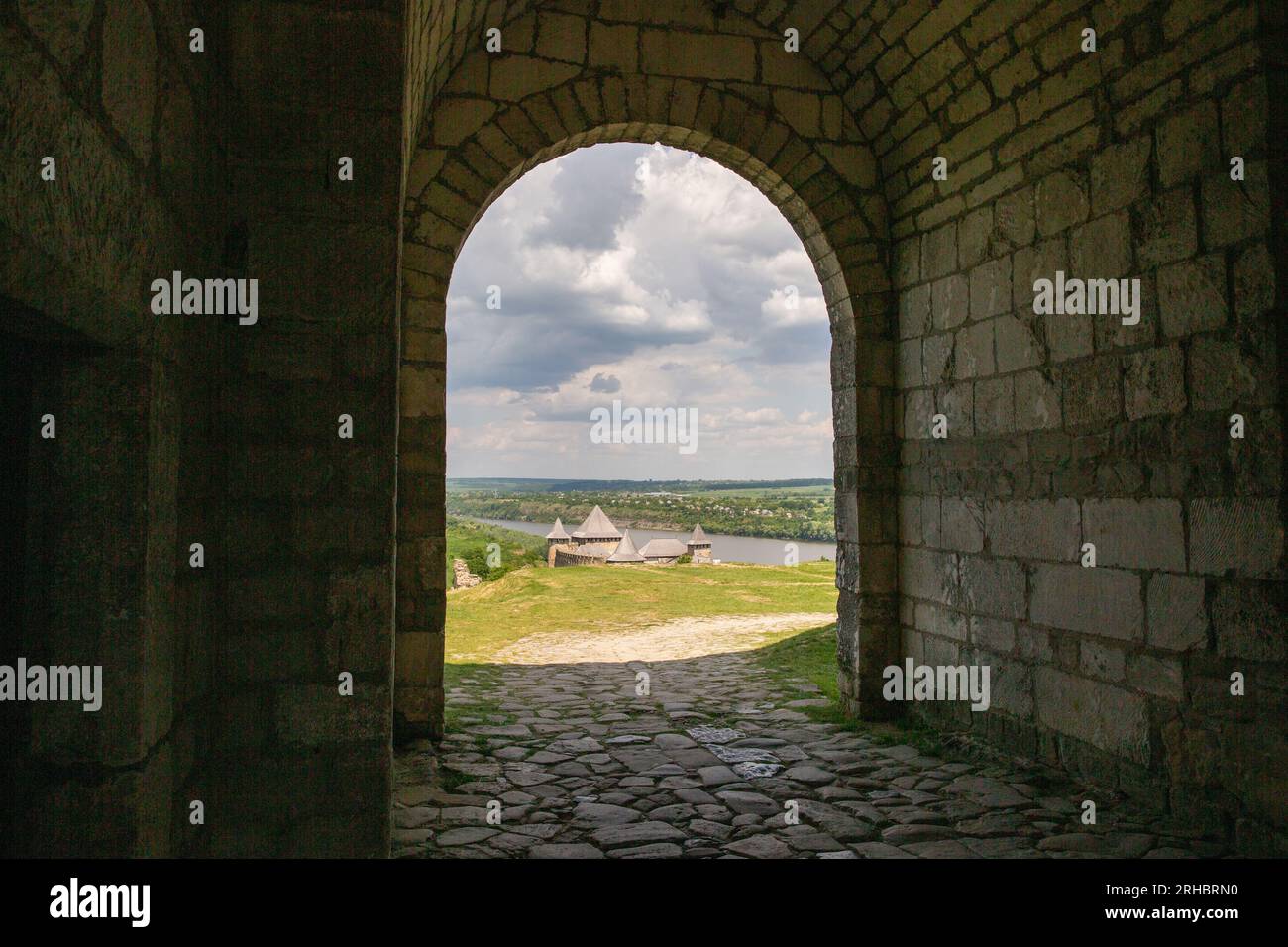 Khotyn Fortress and river Dniester. It is a medieval fortification ...
