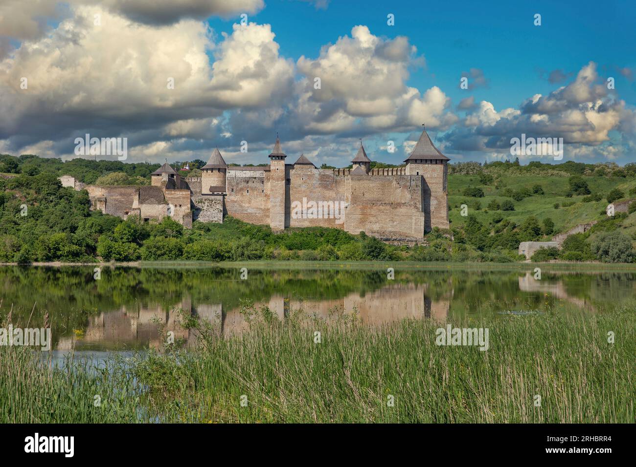 Khotyn Fortress and river Dniester. It is a medieval fortification ...