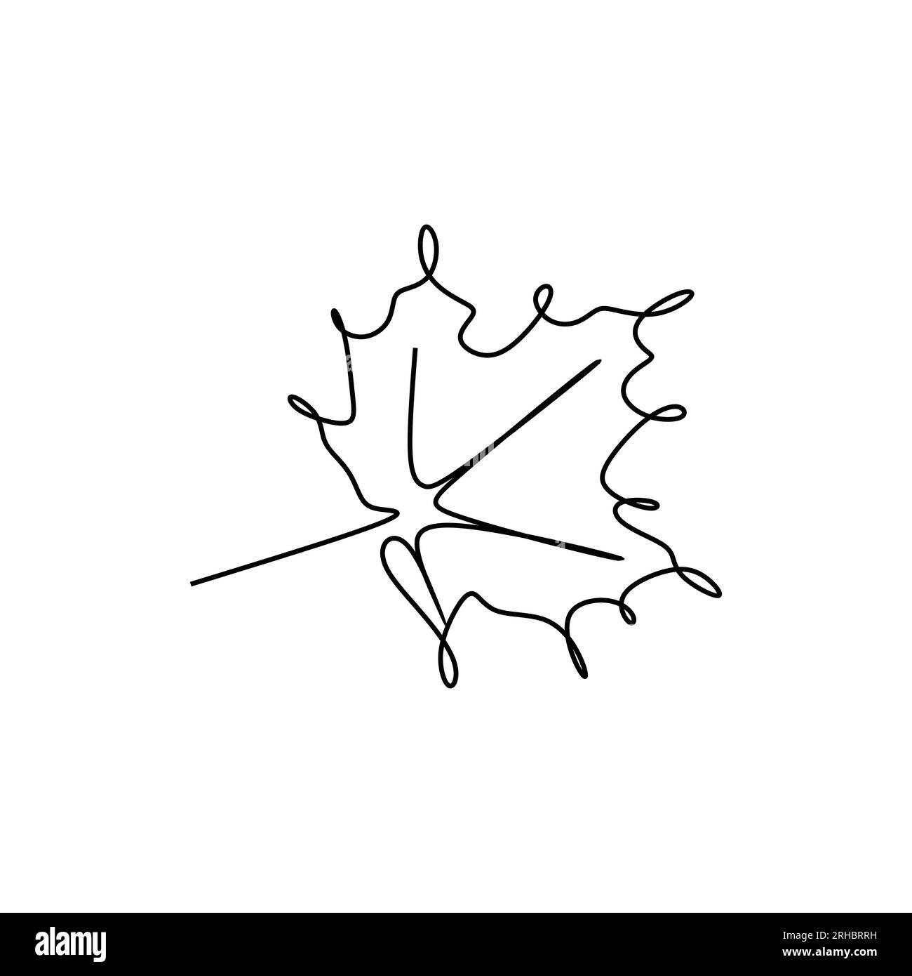 drawing continuous line of leaf with simple line maple autumn floral ...