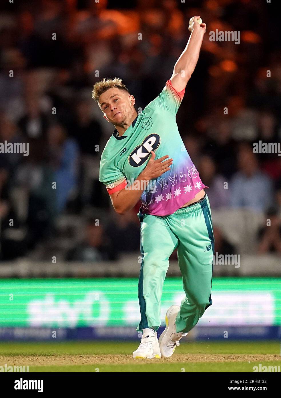 Oval Invincibles' Sam Curran bowling during The Hundred match at the ...