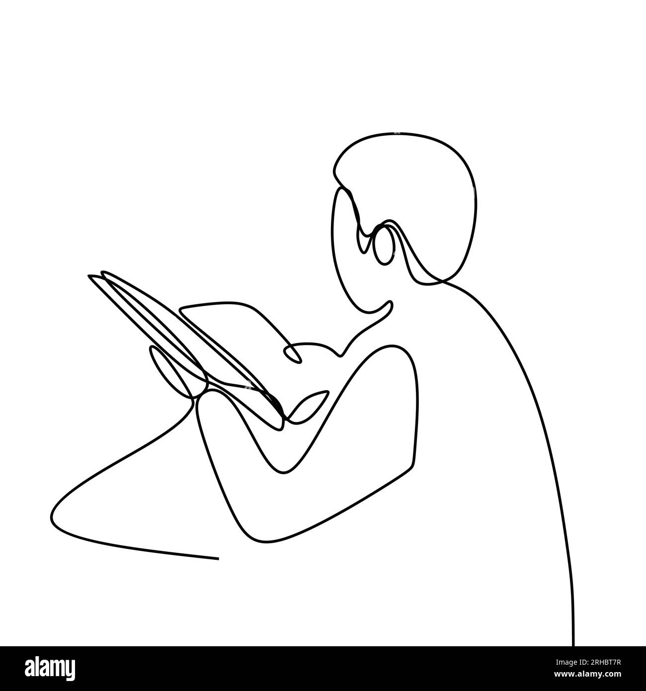 continuous line drawing of someone reading a book Stock Vector Image ...