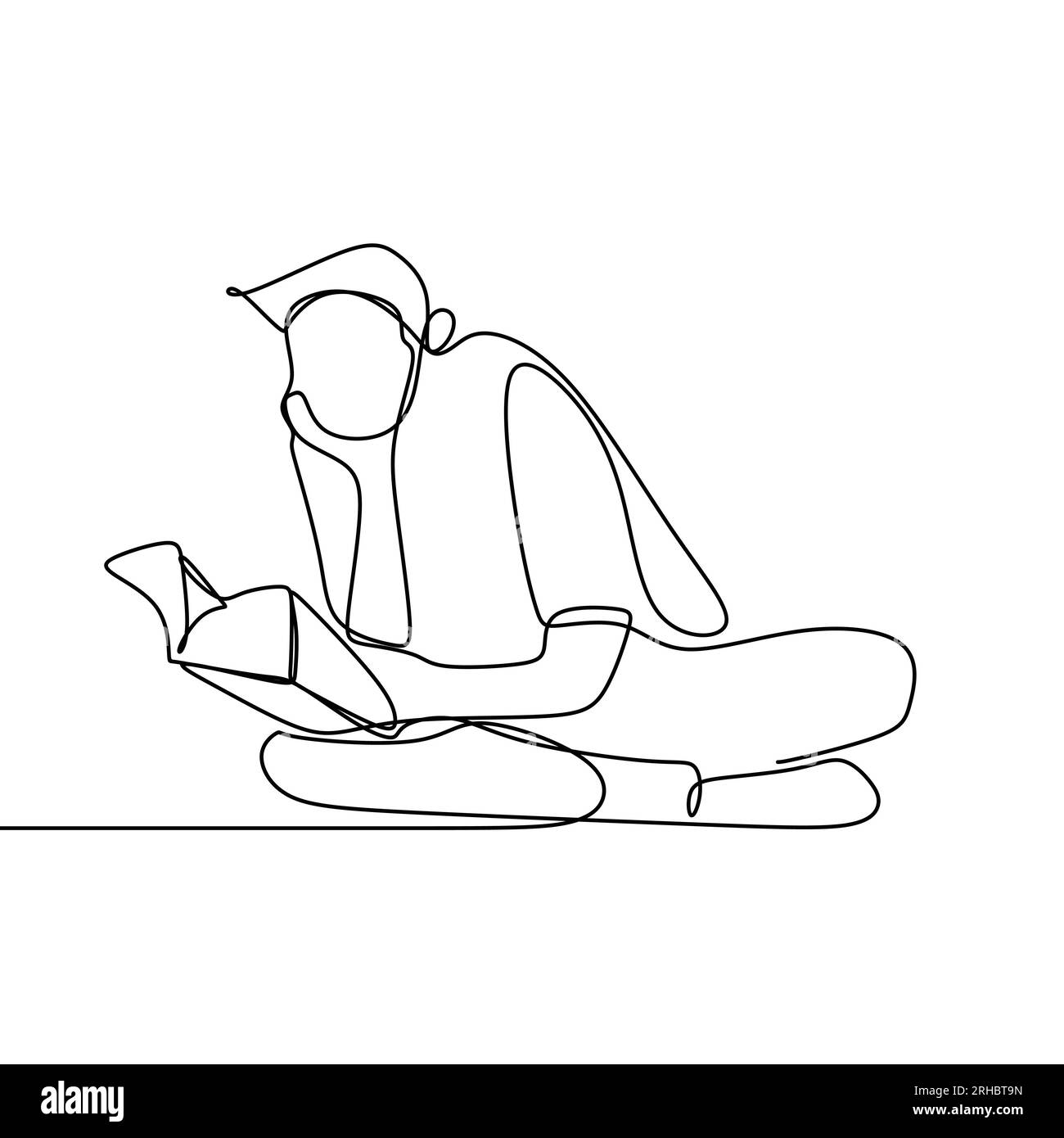 continuous line drawing of someone reading a book Stock Vector Image ...
