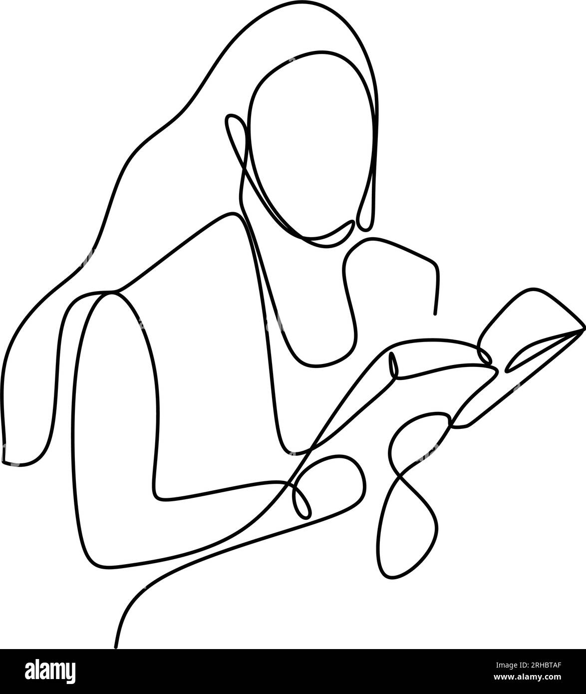 continuous line drawing of someone reading a book Stock Vector Image ...