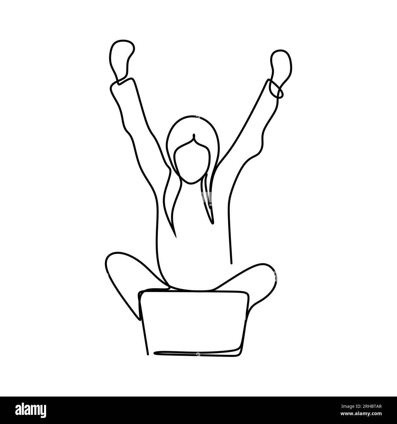 drawing a continuous line of office employees successfully completing ...