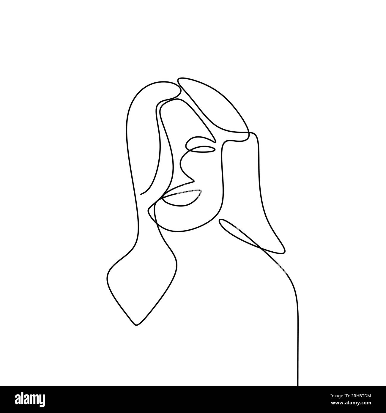 line image continues to model.minimalist face Stock Vector Image & Art ...