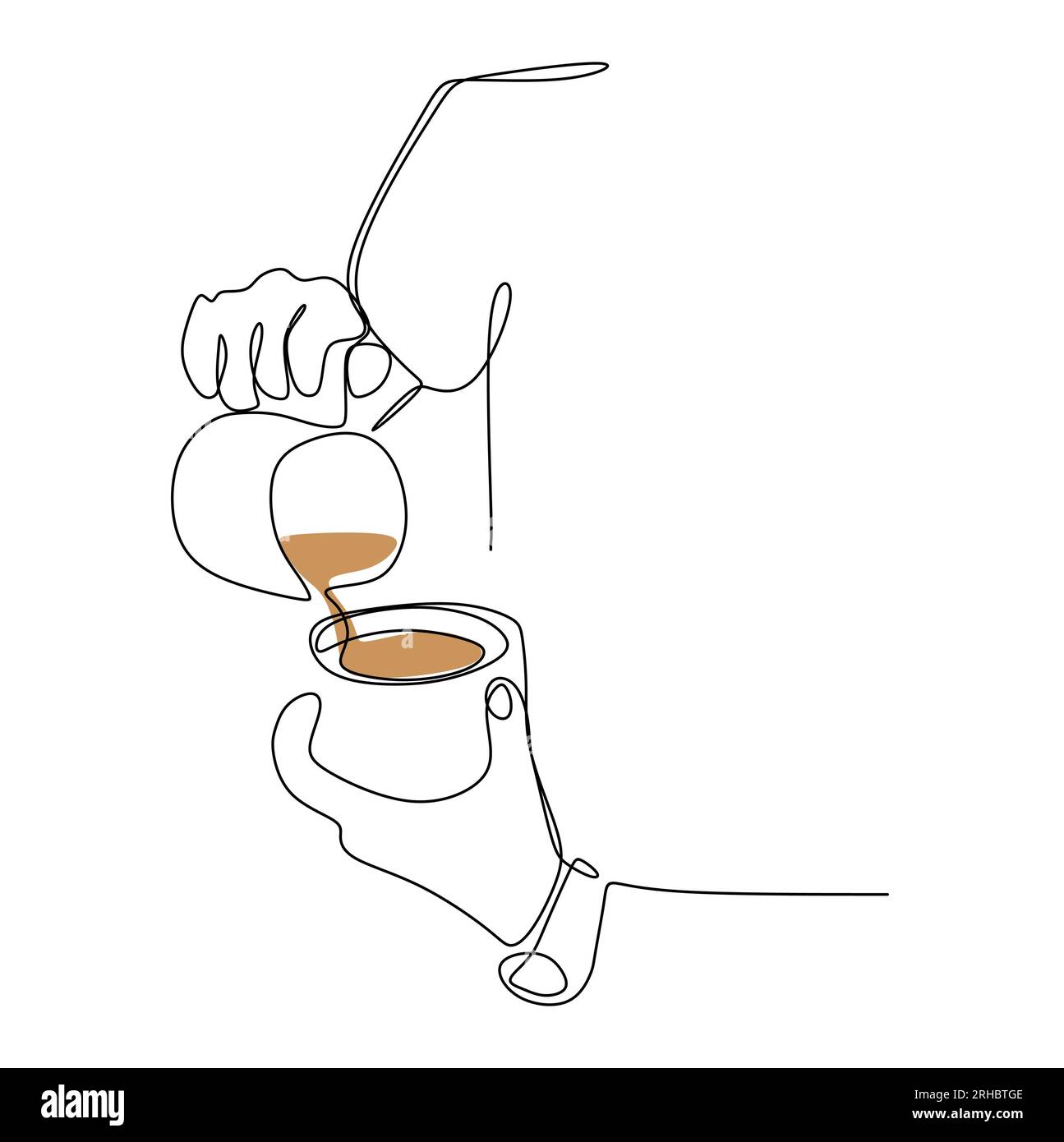 Continuous line drawings pour a cup of coffee Stock Vector Image & Art ...