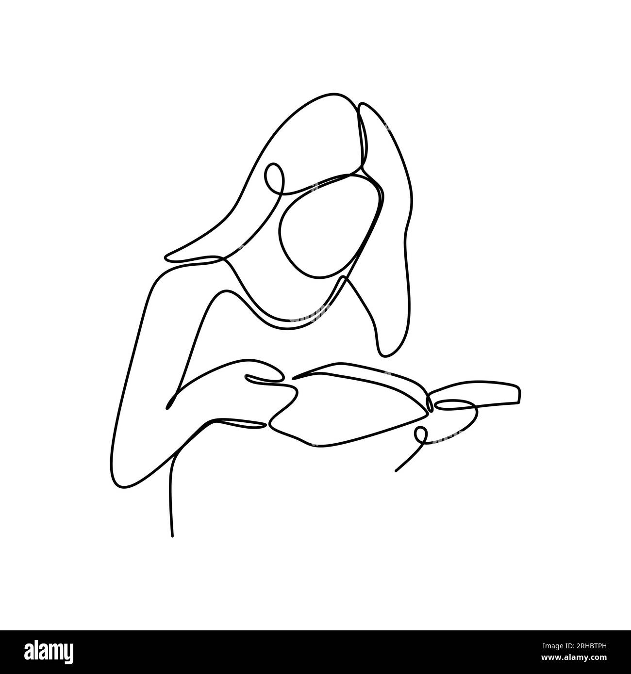 continuous line drawing of someone reading a book Stock Vector Image ...