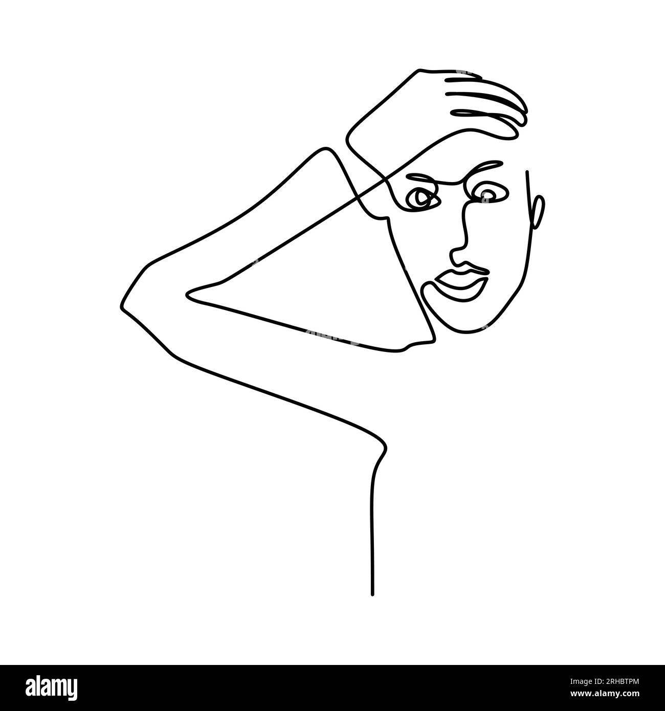 drawing a continuous line of facial expressions Stock Vector Image ...