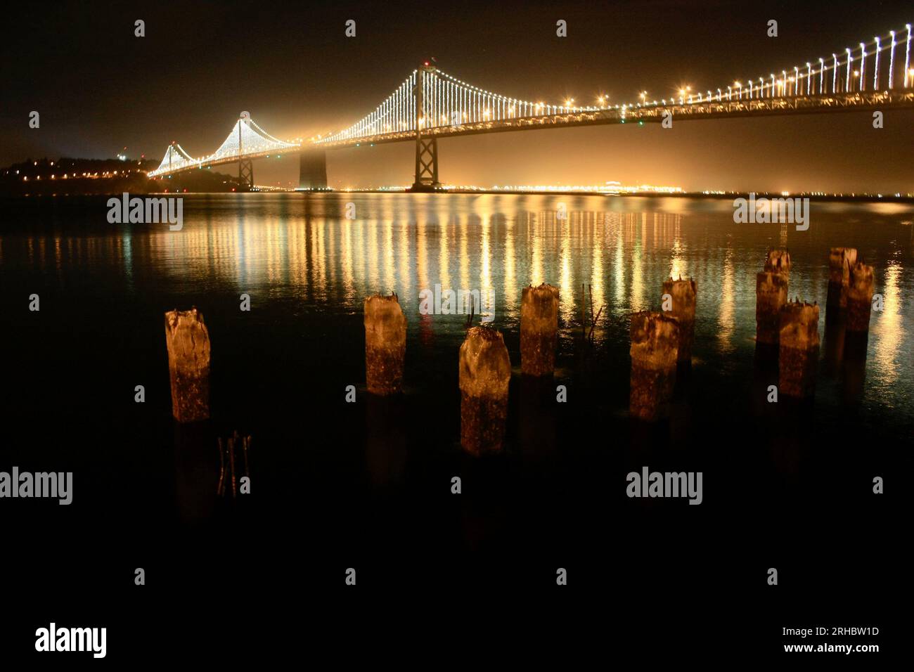 Bay bridge illuminated at night, San Francisco, California, USA Stock ...