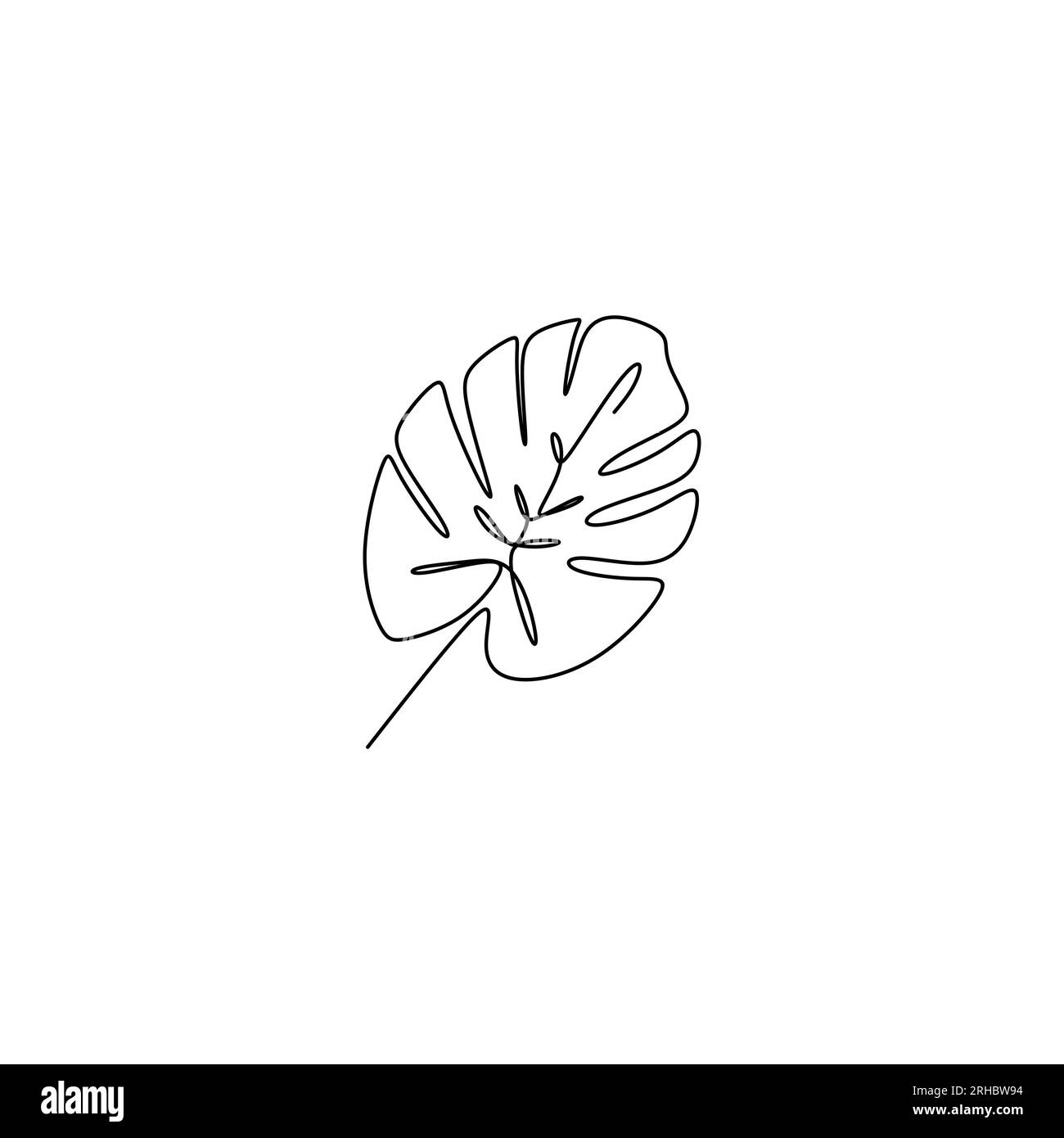 continuous line drawing of exotic leaf summer theme simple concept ...