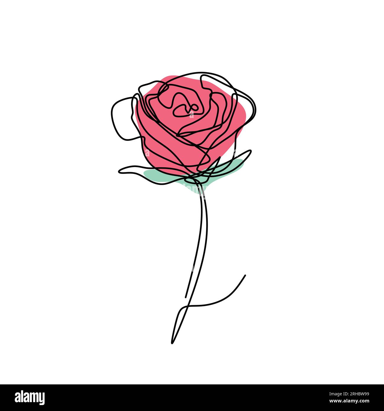 Continuous line drawing of rose flower vector Stock Vector Image & Art - Alamy