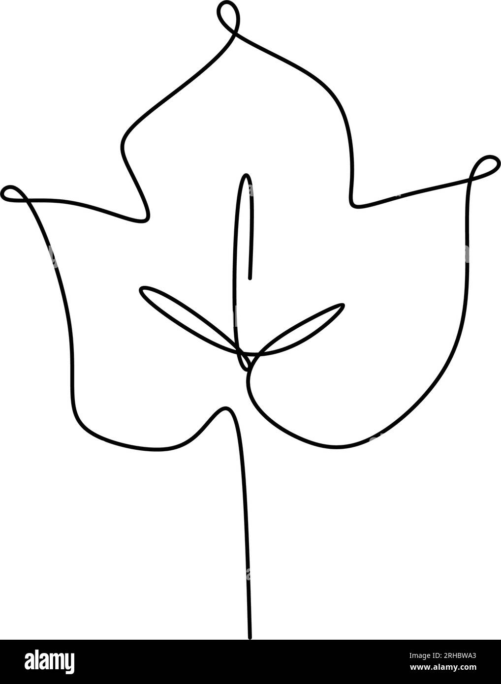 drawing continuous lines of leaves with simple lines Stock Vector Image ...