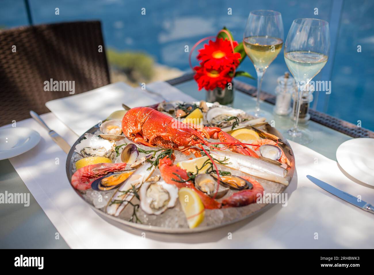 Spectacular lobster with mussels, prawns, clams and razor clams ...