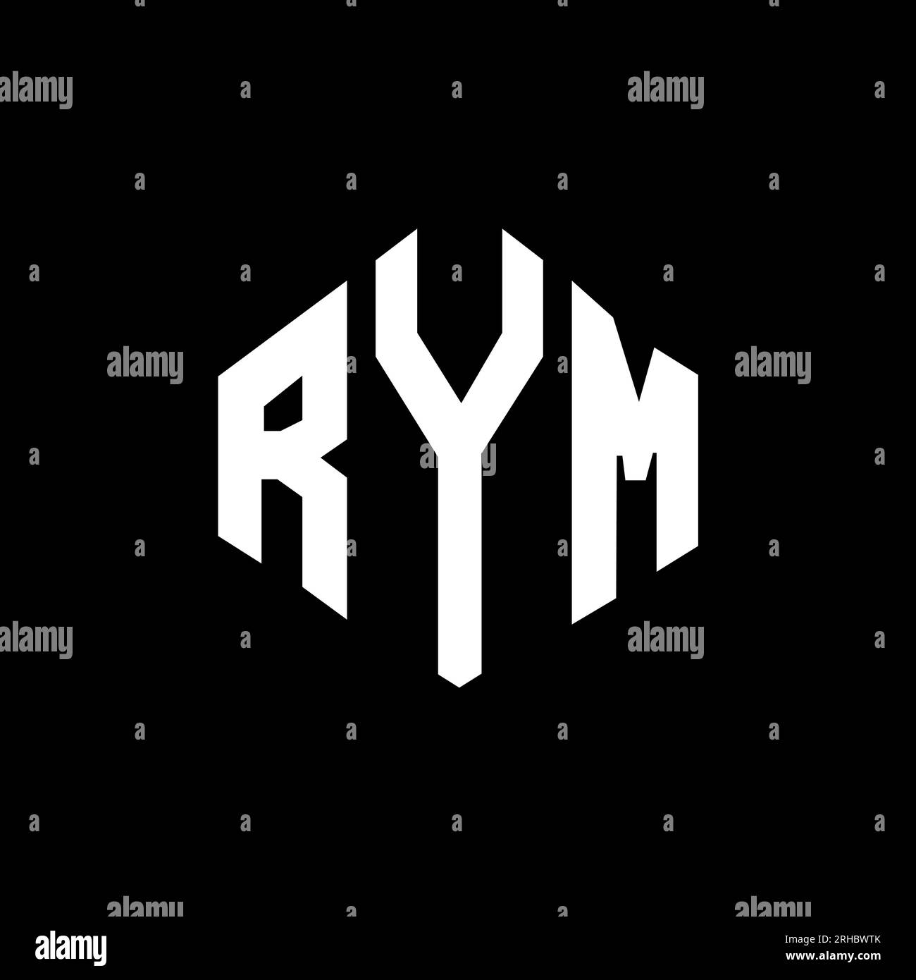 RYM letter logo design with polygon shape. RYM polygon and cube shape logo design. RYM hexagon ...
