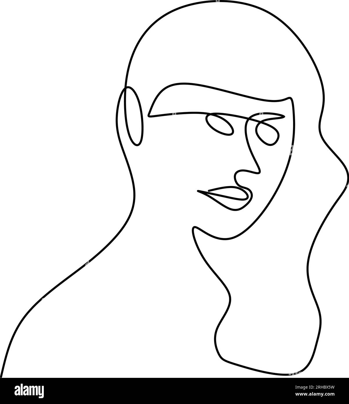 one line image continues to model. minimalist face design for poster ...