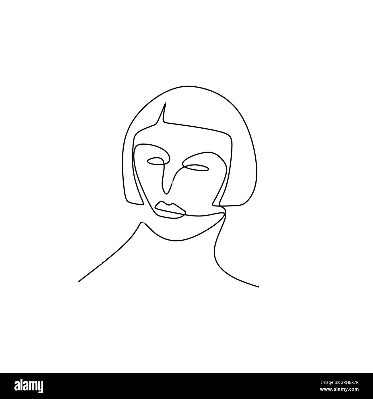 one line image continues to model.minimalist face Stock Vector Image ...