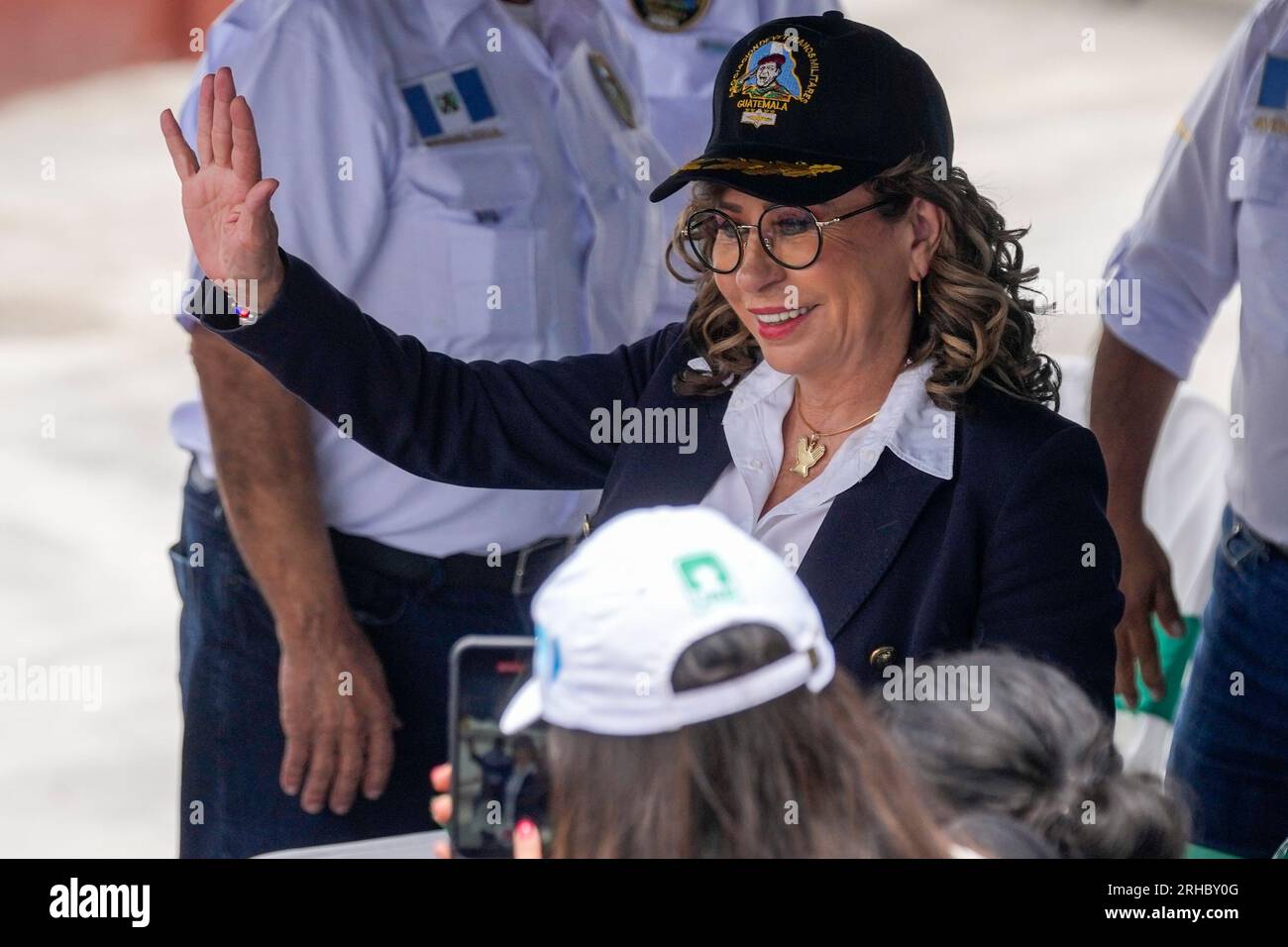 Sandra Torres, presidential candidate of UNE party, wears an official ...