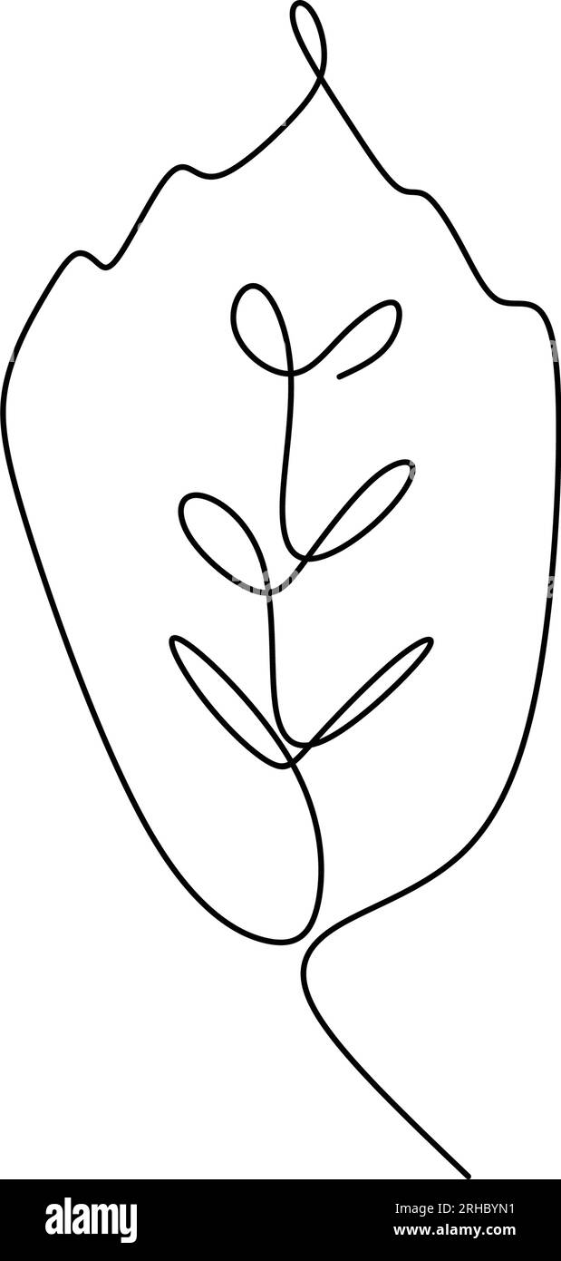 drawing continuous lines of leaves with simple lines Stock Vector Image ...